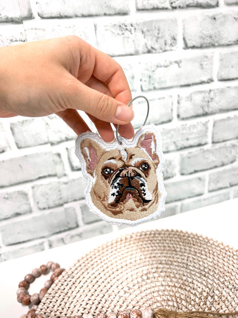 EMBROIDERED Custom Dog Drawing Keychain | Cute Puppy Keychain Gift - Etsy