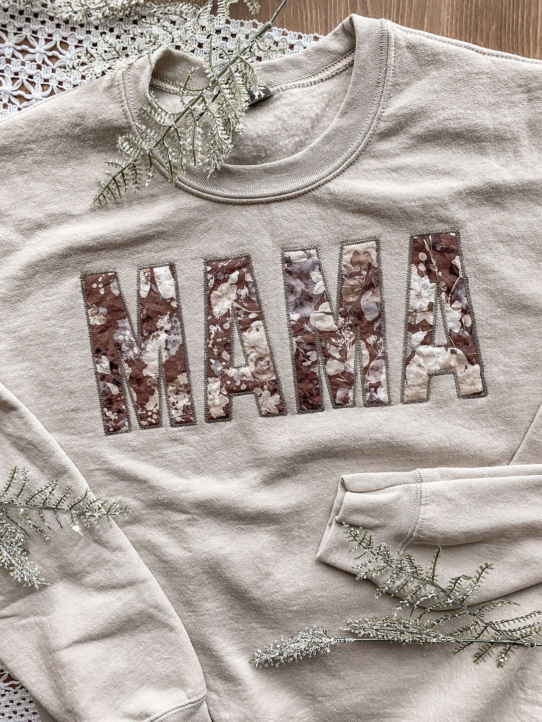 MAMA EMBROIDERED Crewneck | Embroidered Apparel Sweatshirt | Appliqué ...