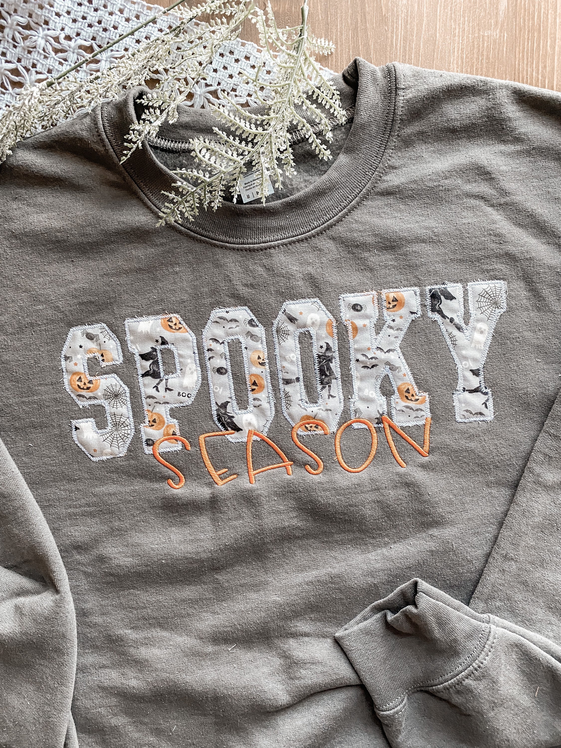 Spooky Season EMBROIDERED Crewneck | Embroidered Apparel Sweatshirt ...