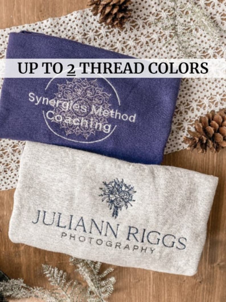 CUSTOM Logo EMBROIDERED Crewneck up to 2 Thread Colors - Etsy