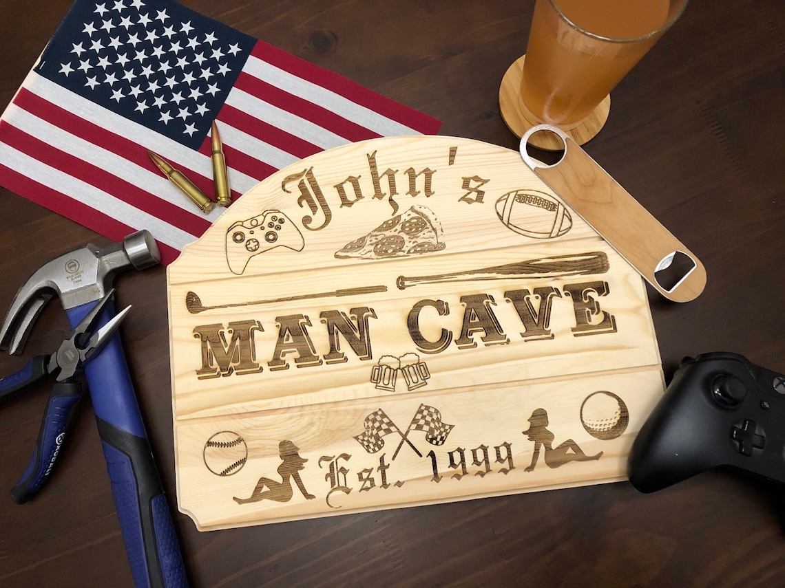 Personalized Man Cave Sign | Custom Engraved | Wood Sign | Home ...