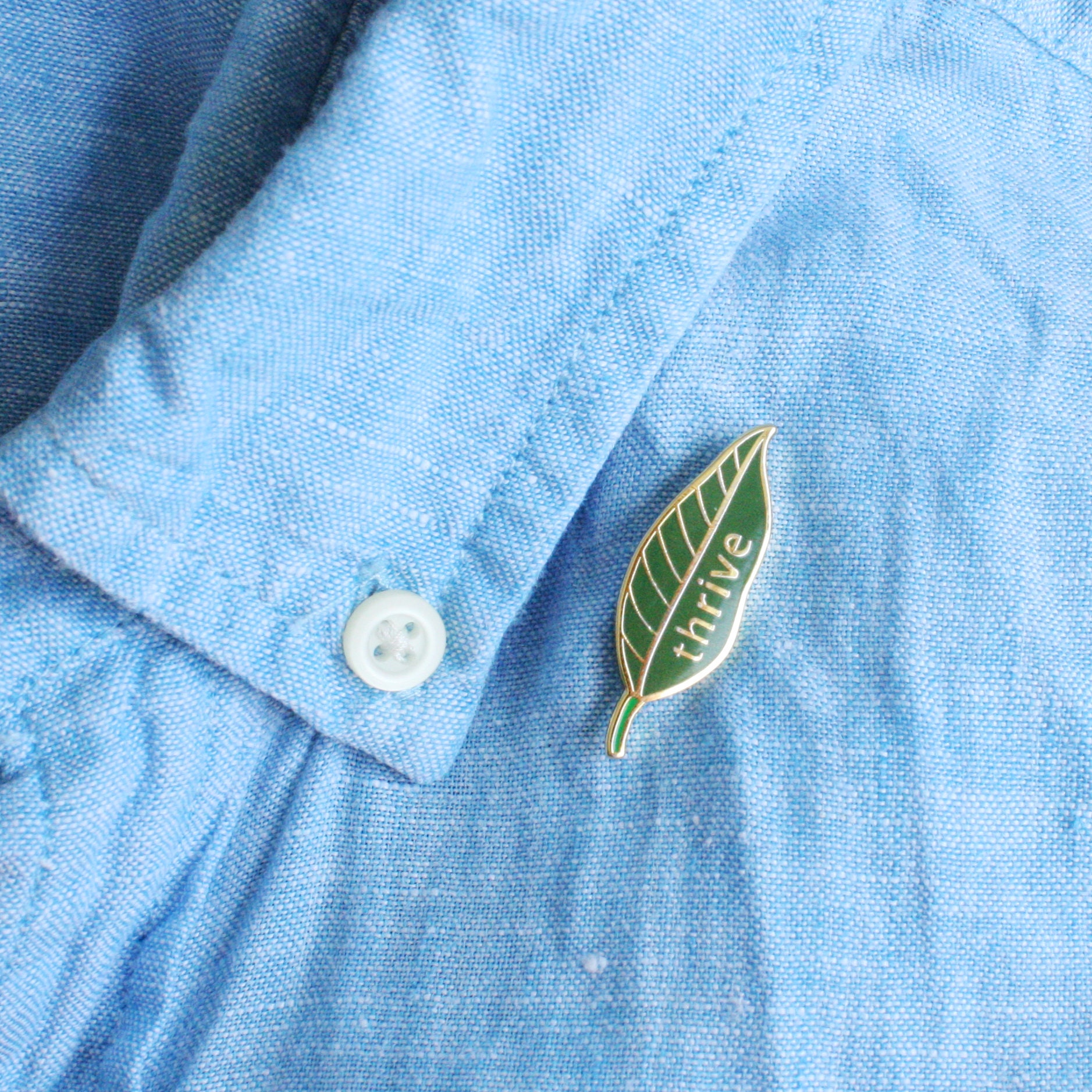 Thrive Leaf Enamel Pin by Utopie Pins // Lapel Pin Cute - Etsy