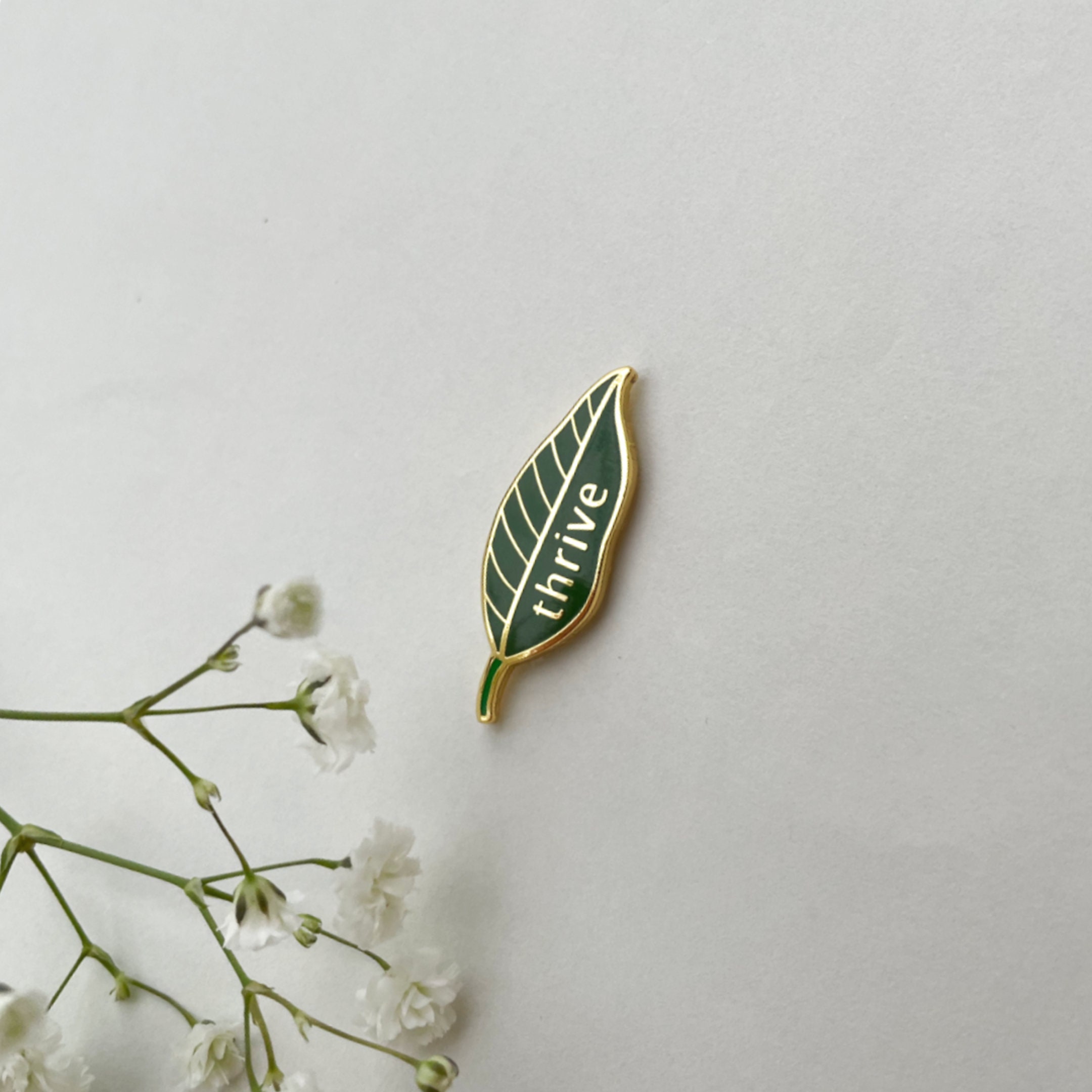 Thrive Leaf Enamel Pin by Utopie Pins // Lapel Pin Cute - Etsy