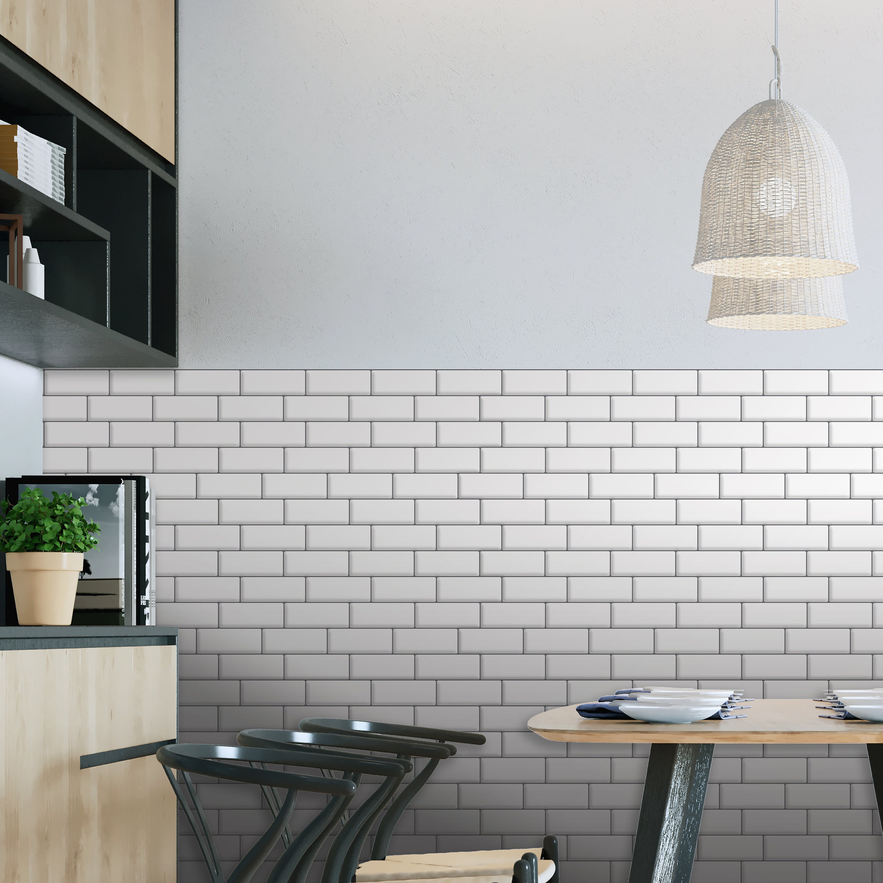 Brilliant White Glossy 3D Metro Self Adhesive Splashbacks | Etsy UK