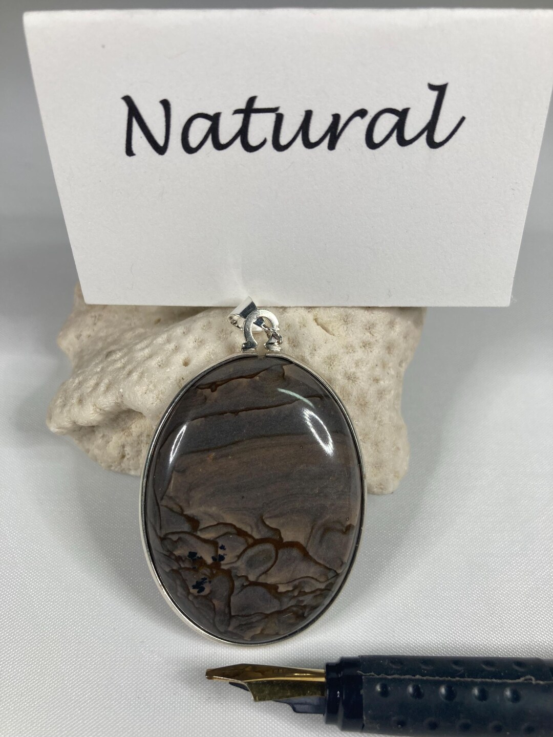 Biggs Picture Jasper and Sterling Silver Pendant - Etsy