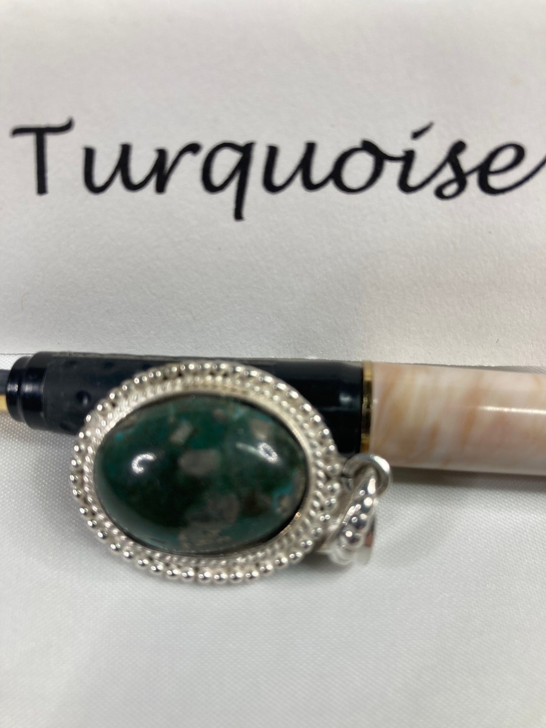 Green Turquoise With Pyrite in Silver Pendant From SW US - Etsy