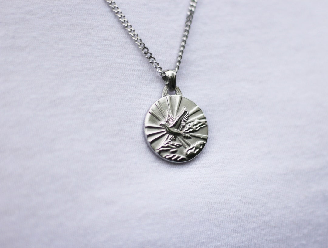 Holy Spirit Dove Pendant Necklace: Stainless Steel Christian Jewelry - Etsy