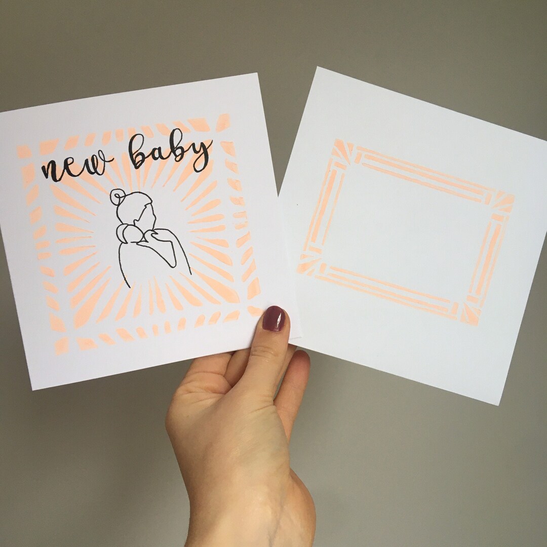 Personalized New Baby Card: Handmade Lino Print, Modern Calligraphy - Etsy