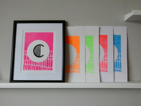 Neon pebble Design Original Print A4 Wall Art | Etsy