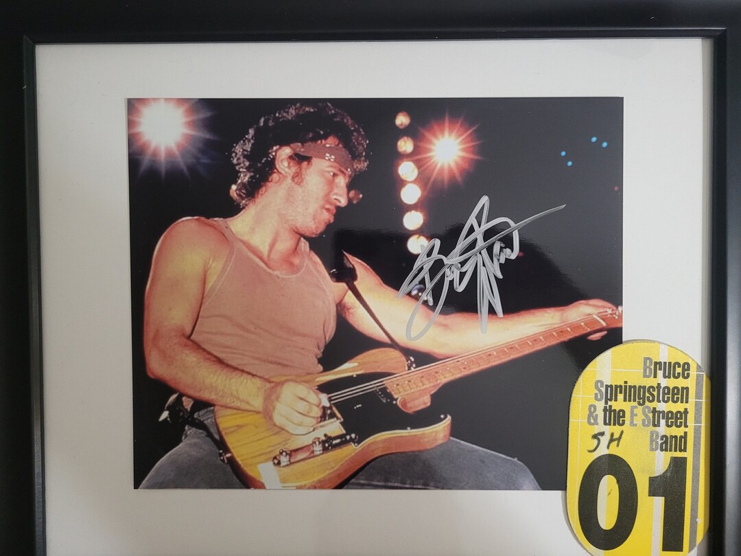 Bruce Springsteen Rare Hand Signed Autographed Framed Photo VIP Pass ...