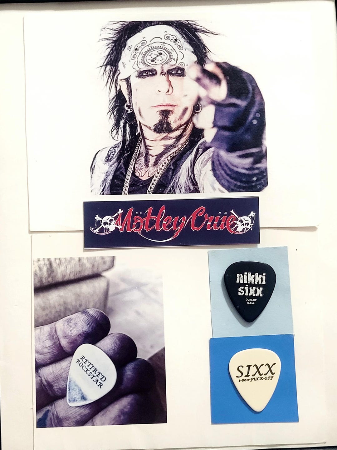 Nikki Sixx AM Motley Crue 2 Rare Guitar Pick Picks Lot Framed Photo ...
