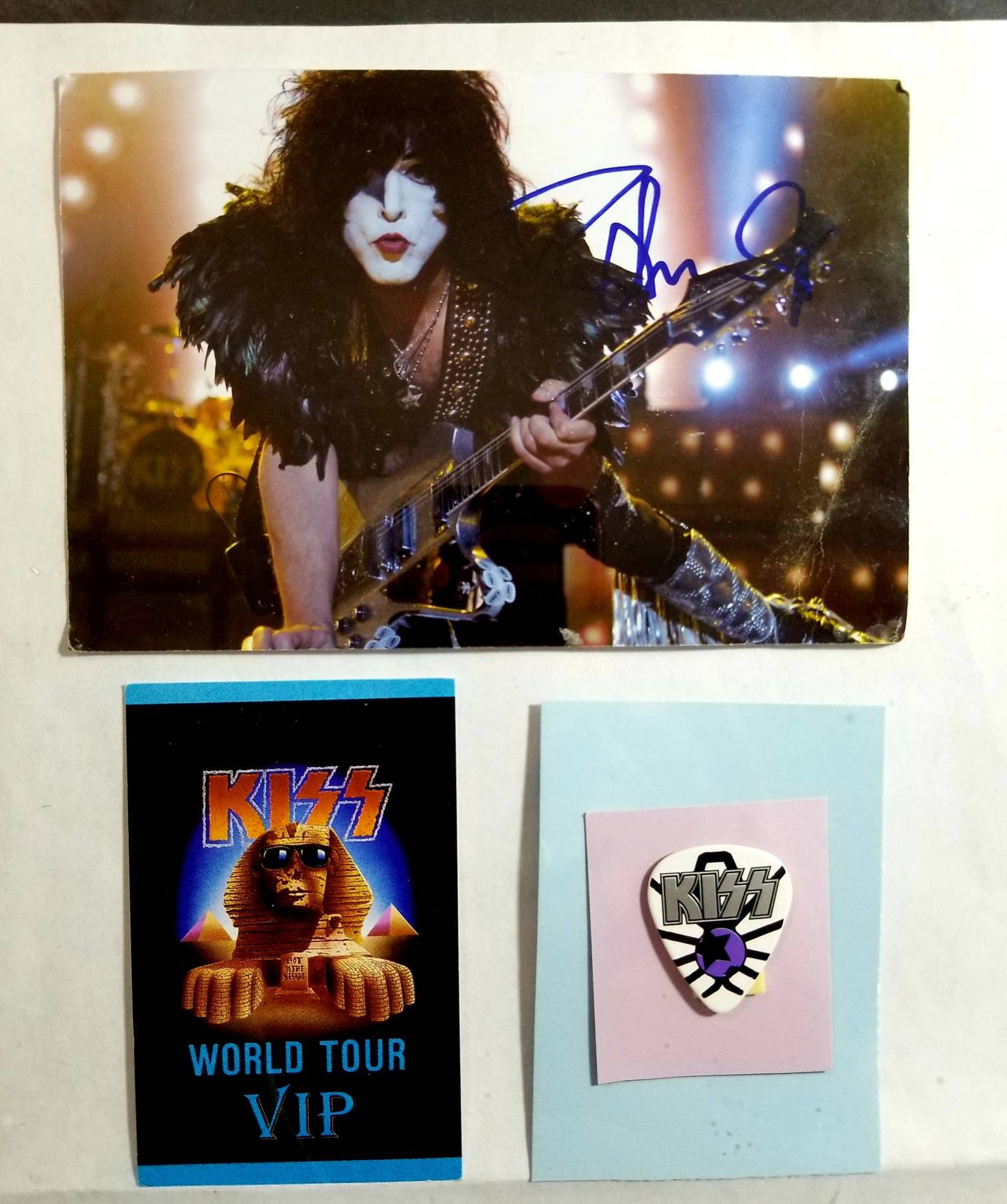 KISS Paul Stanley Framed Signed Autographed Photo + VIP Pass + Guitar ...