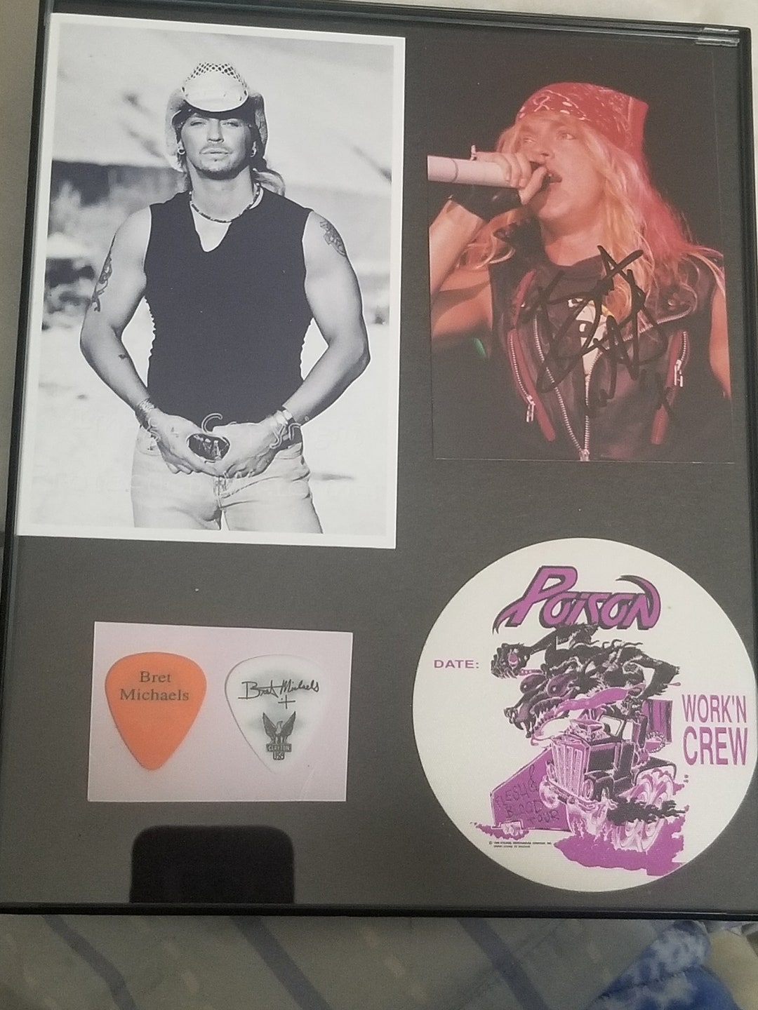 Bret Michaels Poison Signed Autographed Framed Photo Lot 2 Rare Guitar ...