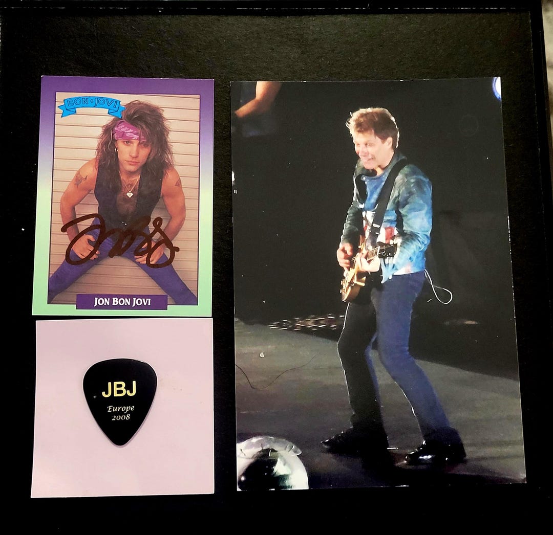 Jon Bon Jovi Autographed Signed Photo Rock Card + Guitar Pick Framed ...