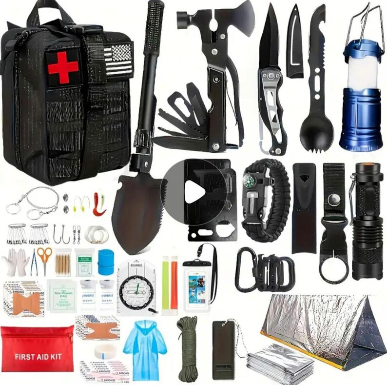 Family Camping Auto Emergency Survival Tent Tool Kit 4 Sleeping Bag ...