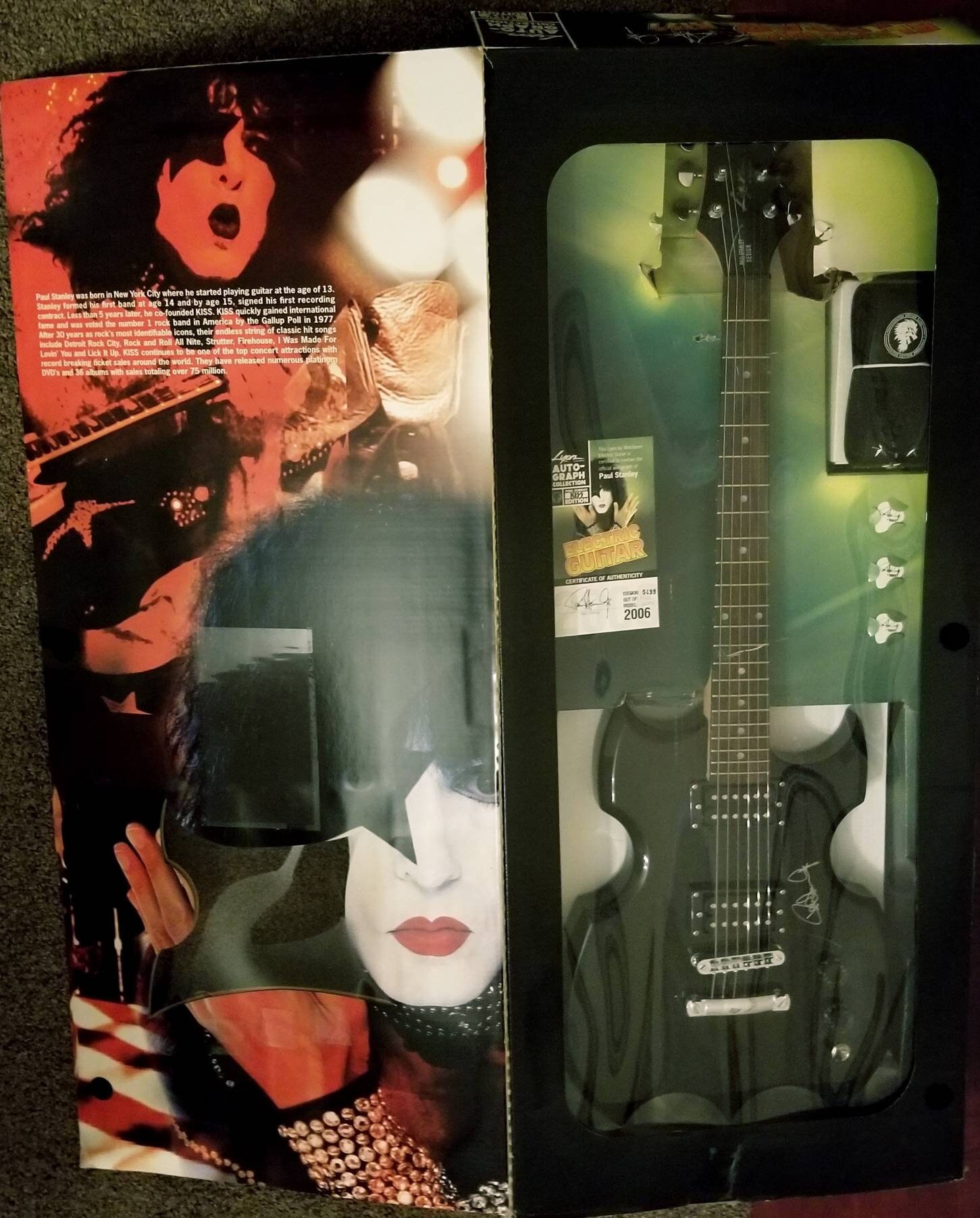 Paul Stanley Kiss Rare Signed Lyon Black 2006 Autographed Electric ...