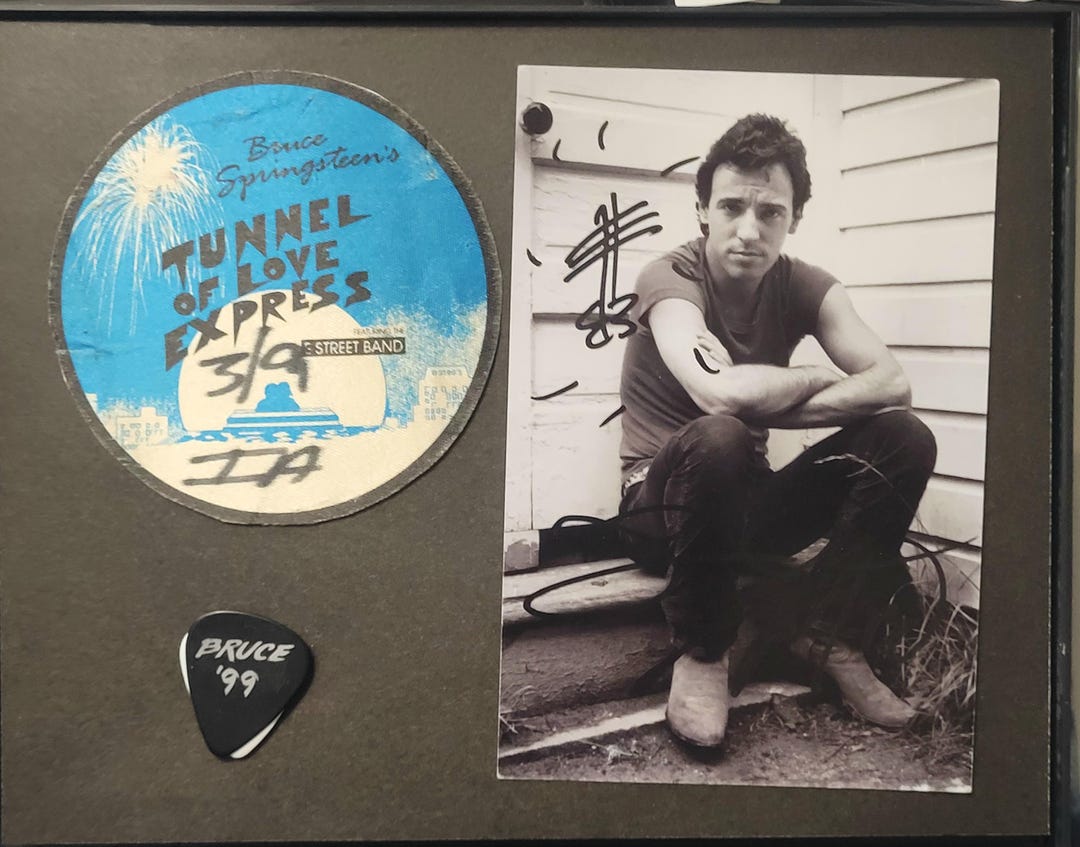 Bruce Springsteen Hand Signed Autographed Framed Photo + Guitar Pick ...