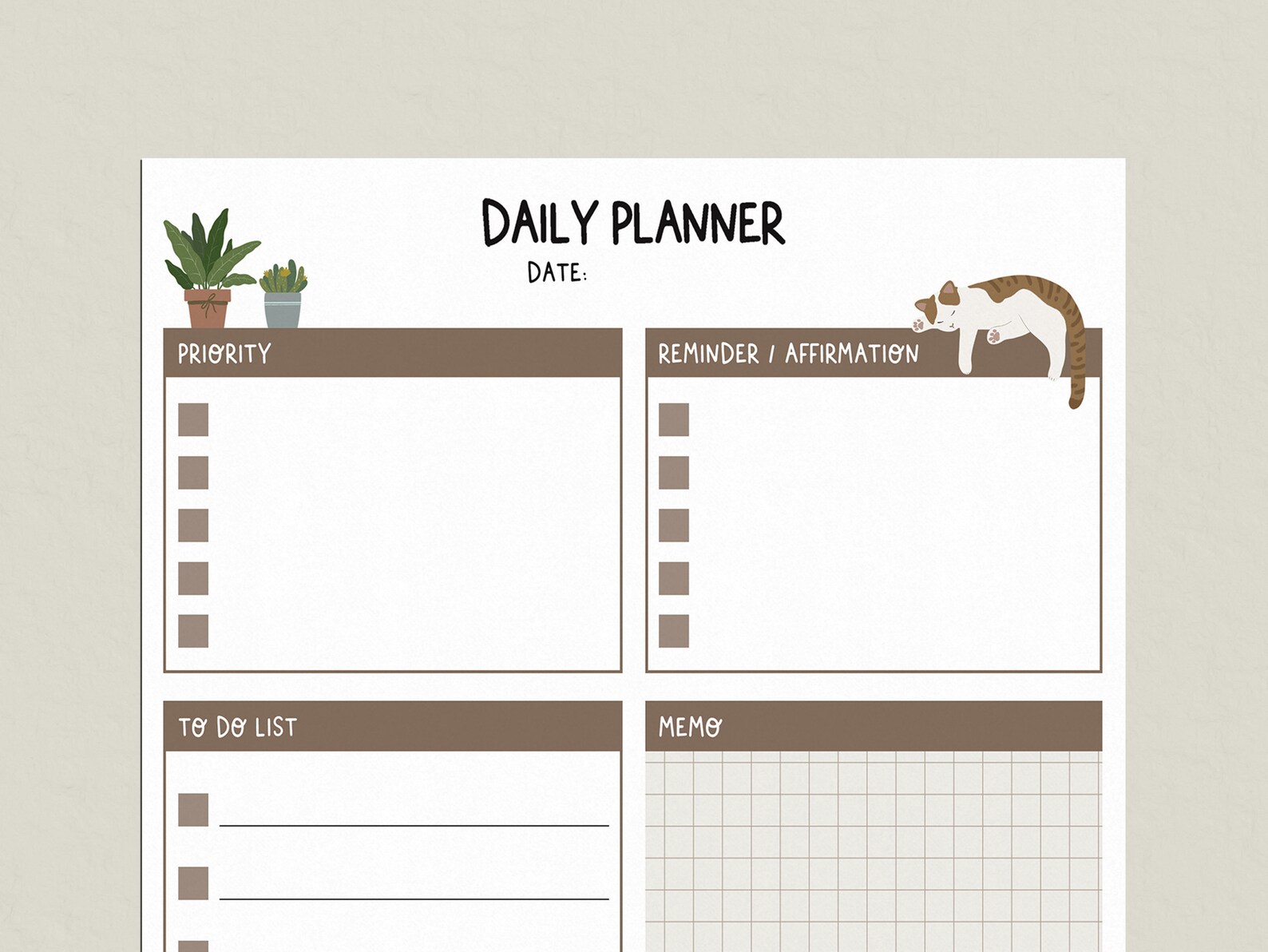 Relaxing Cats Daily Planner Printable Fillable PDF Planner - Etsy