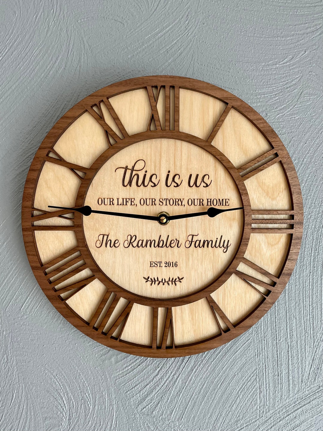 Personalized Wall Clock | Wood Laser Engraved | 10.5 Inches - Etsy