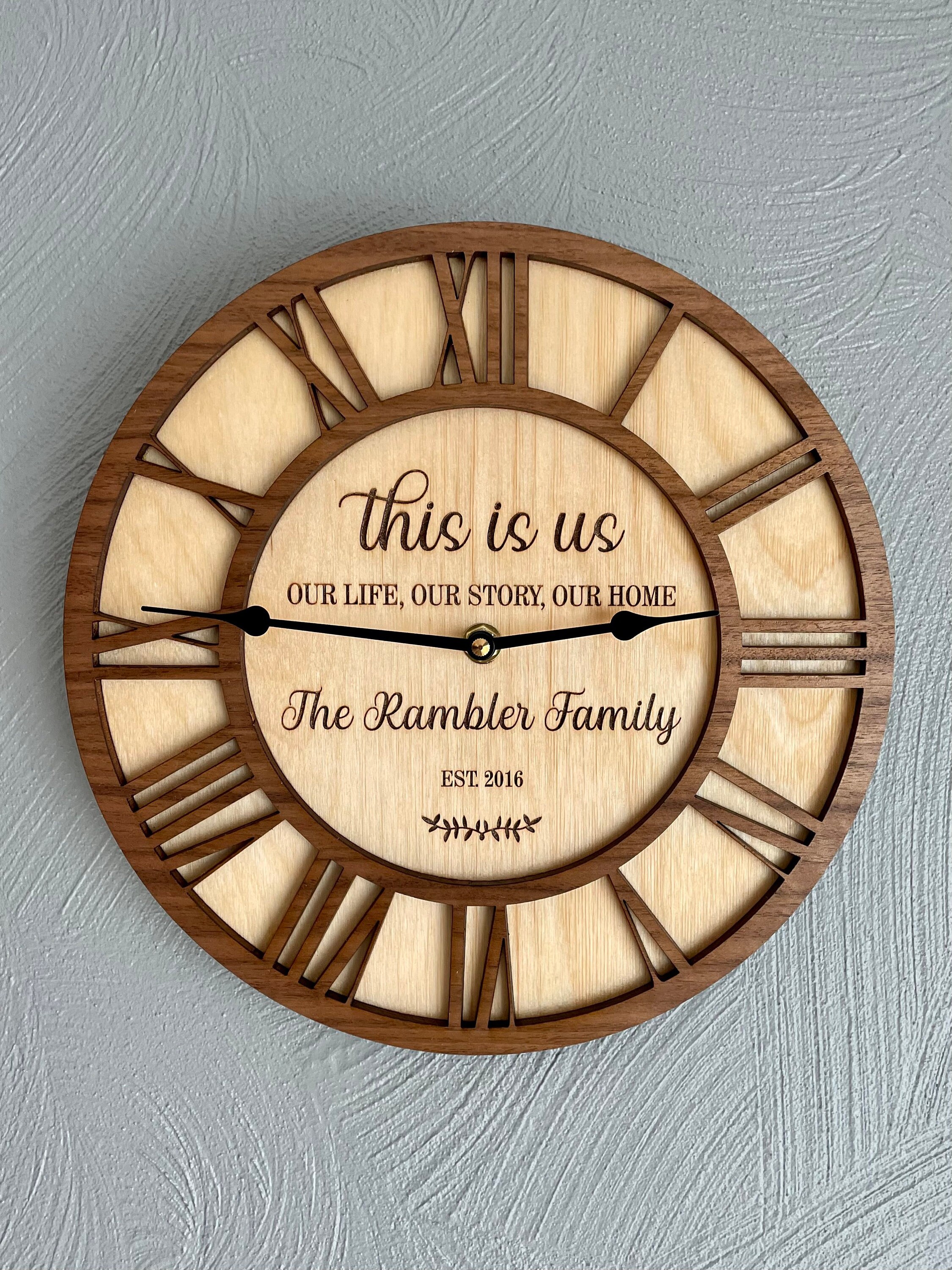 Personalized Wall Clock | Wood Laser Engraved | 10.5 Inches - Etsy