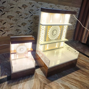 Shriji Temples Customized Wooden Temple With LED Light for Home and ...