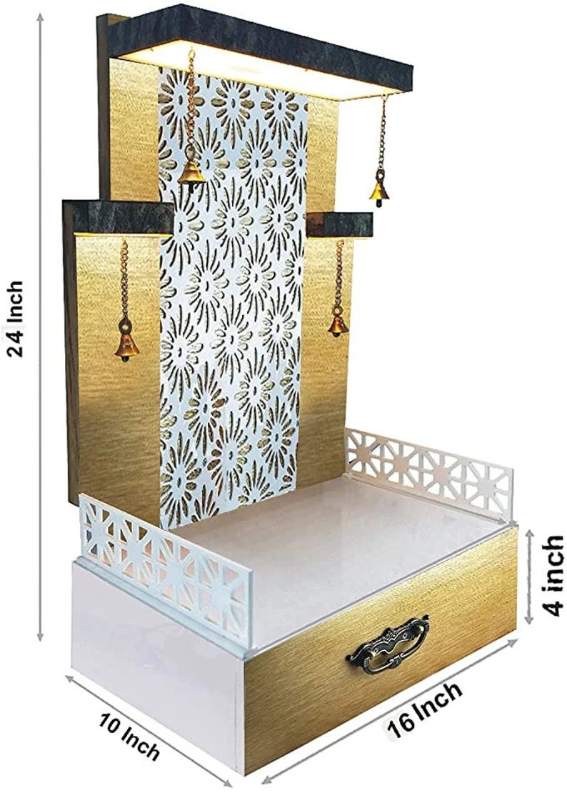 Shriji Temples, Customized Wooden Temple With LED Light for Home and ...