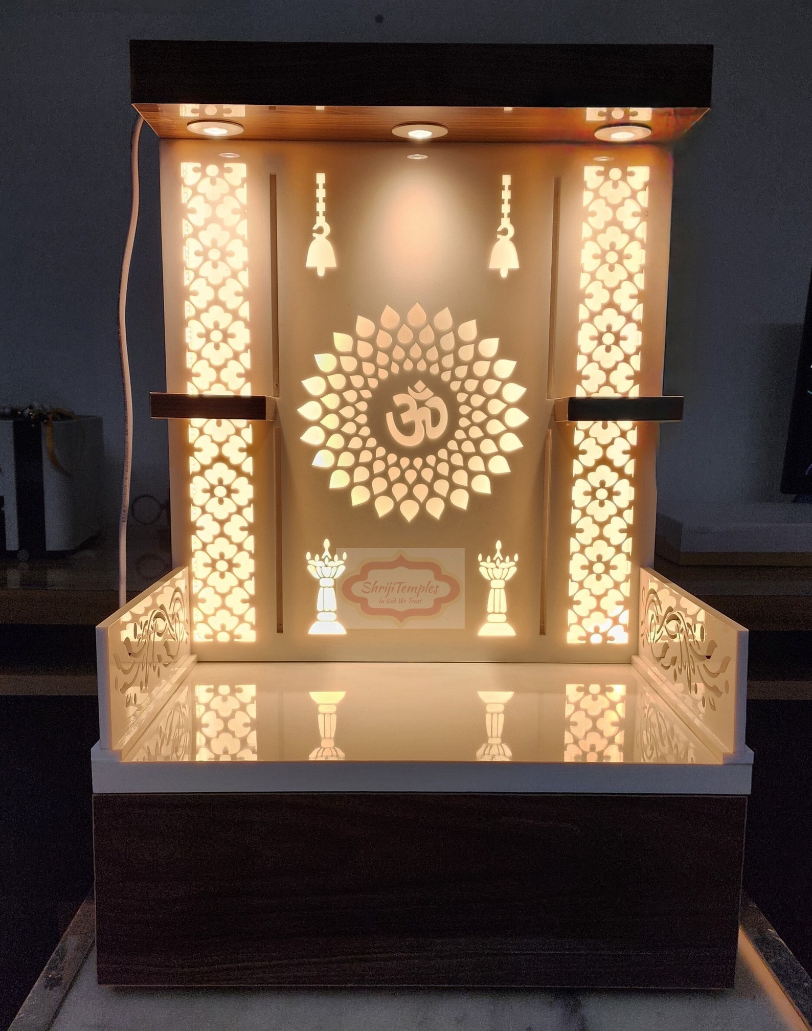 Shriji Temples Customized Wooden Temple With LED Light for Home and ...