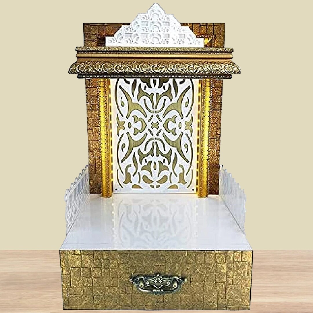 Shriji Temples Customized Wooden Temple With LED Light for Home and ...