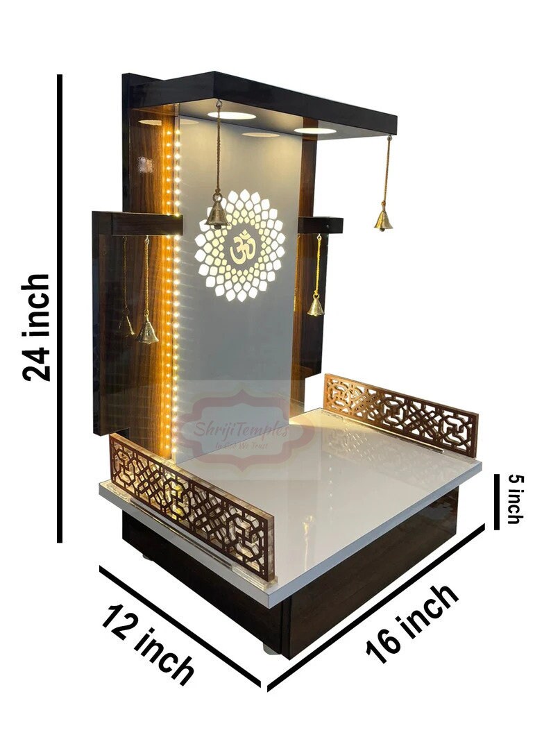 Shriji Temples, Customized Wooden Temple With LED Light for Home and ...