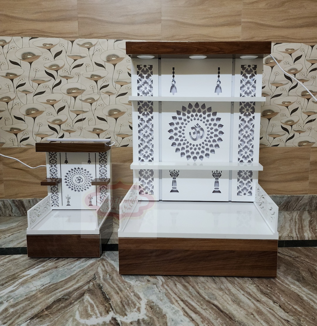 Shriji Temples Customized Wooden Temple With LED Light for Home and ...