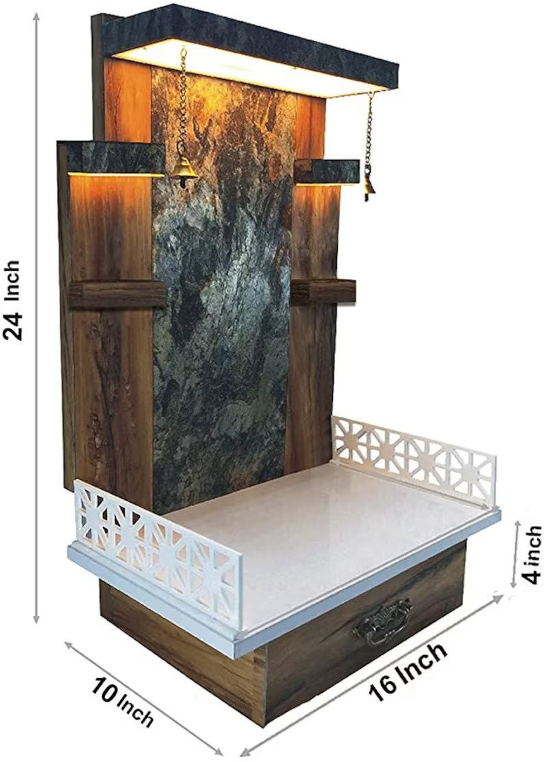 Shriji Temples Customized Wooden Temple With LED Light for Home and ...