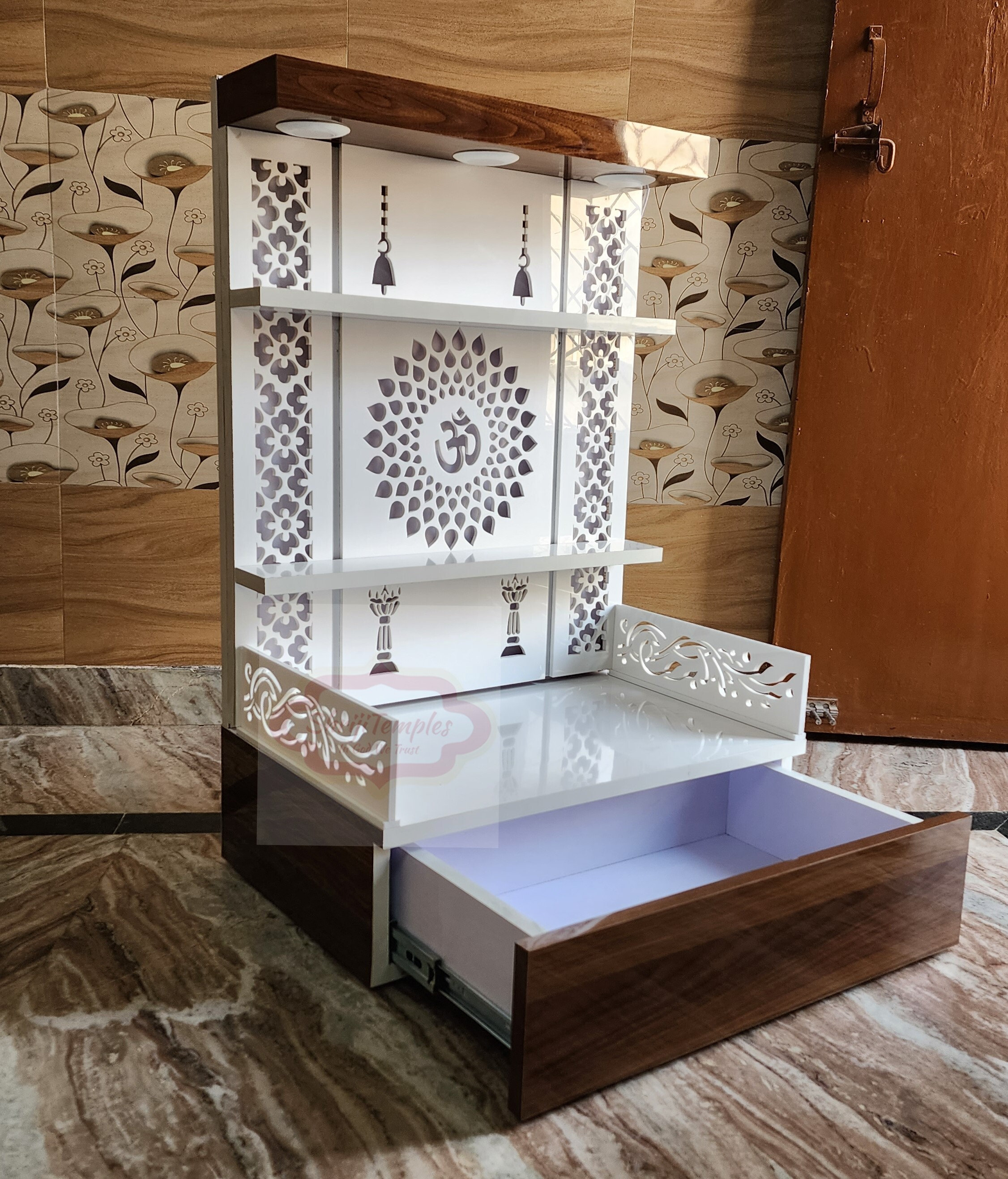 Shriji Temples Customized Wooden Temple With LED Light for Home and ...