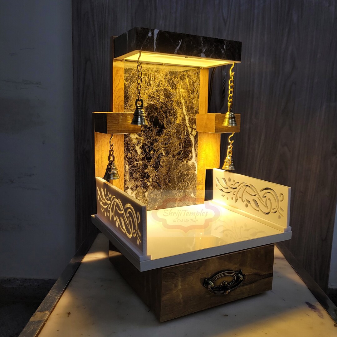 Shriji Temples Customized Wooden Temple With LED Light for Home and ...