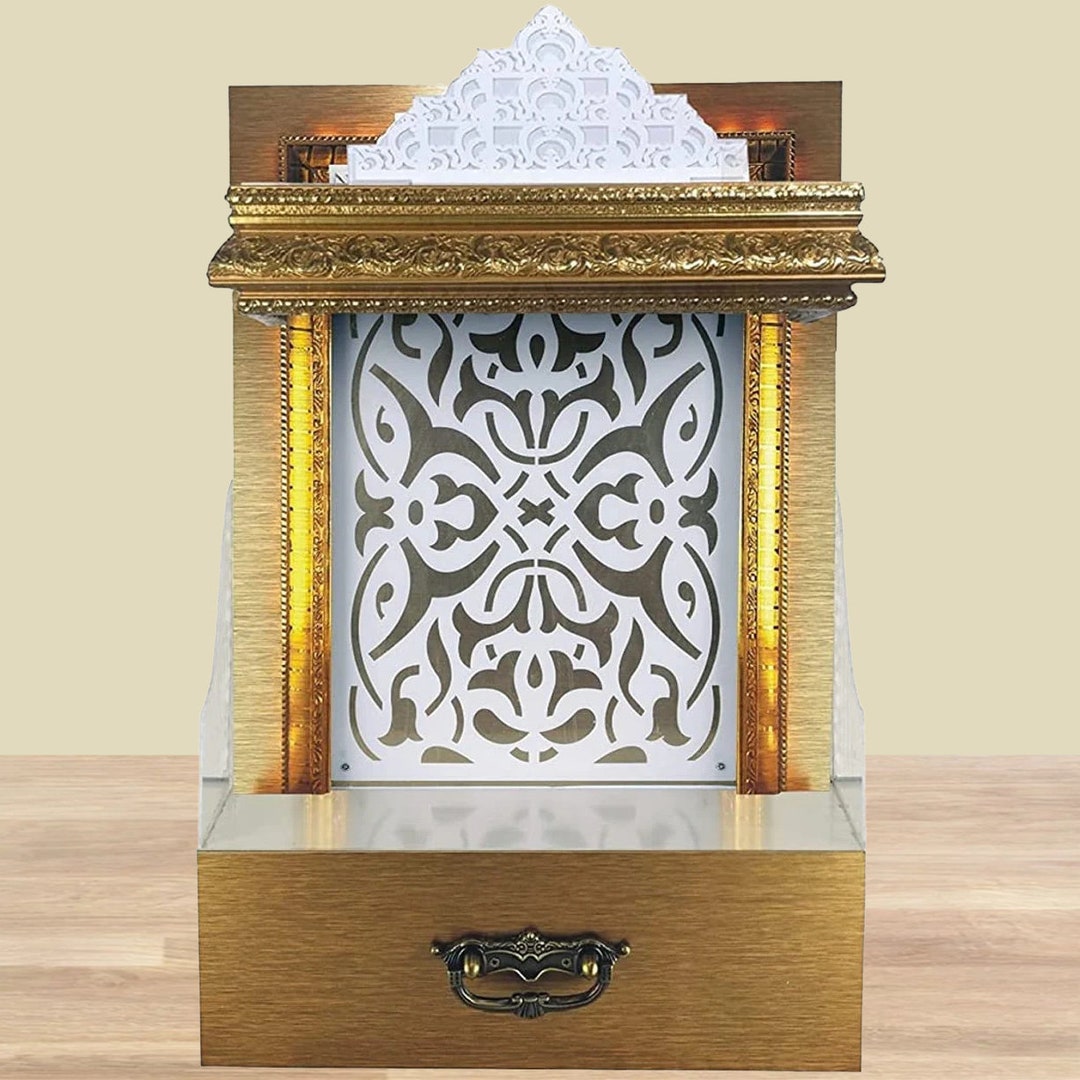 Shriji Temples Customized Wooden Temple With LED Light for Home and ...
