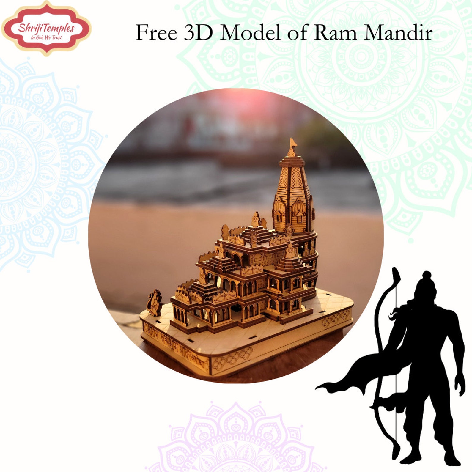 Shriji Temples Customized Wooden Temple With LED Light for Home and ...