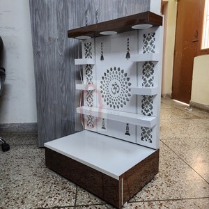 Shriji Temples Wooden Temple With LED Light for Home and Office Puja ...