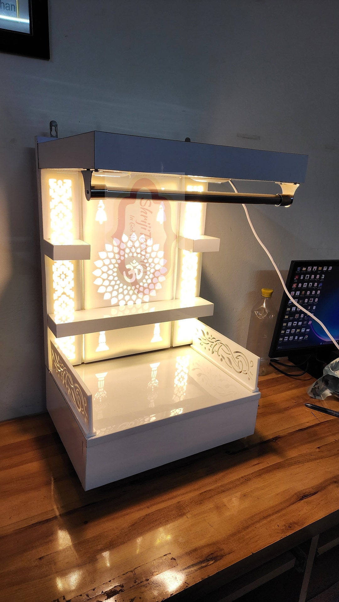 Shriji Temples Wooden Temple With LED Light for Home and Office Puja ...