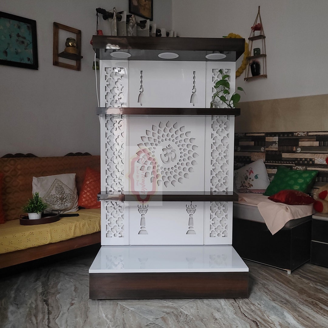 Shriji Temples Wooden Temple With LED Light for Home and Office Puja ...