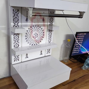 Shriji Temples Wooden Temple With LED Light for Home and Office Puja ...