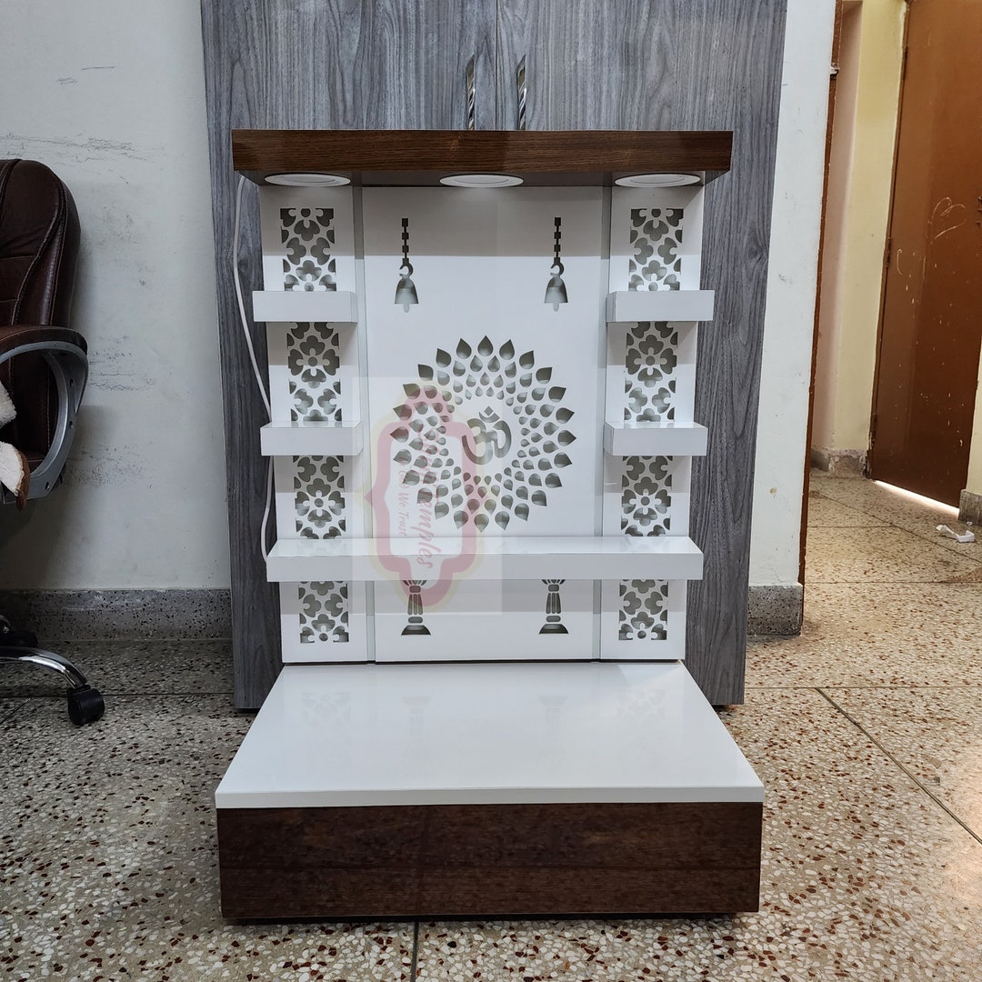 Shriji Temples Wooden Temple With LED Light for Home and Office Puja ...