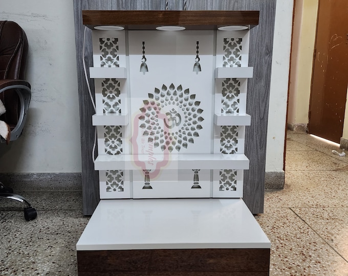 Shriji Temples Wooden Temple With LED Light for Home and Office Puja ...