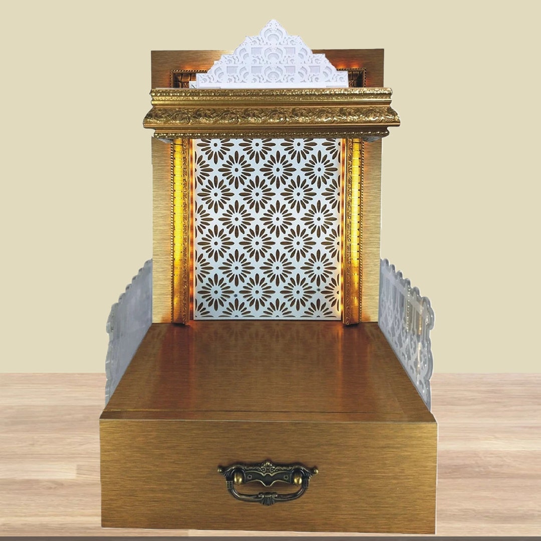 Shriji Temples Customized Wooden Temple With LED Light for Home and ...