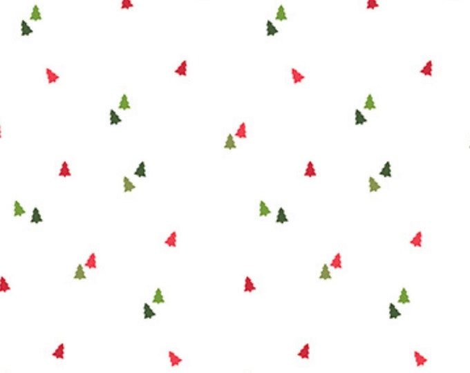Christmas Tree Blender Fabric, Seasonal Basic Trees Scattered on White ...