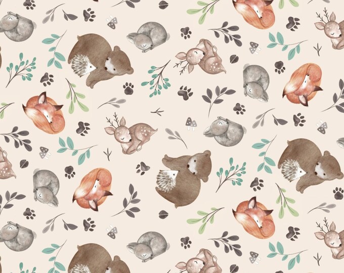 Woodland Animal Fabric, Tan Woodland Wander by Jo Taylor for 3 Wishes ...