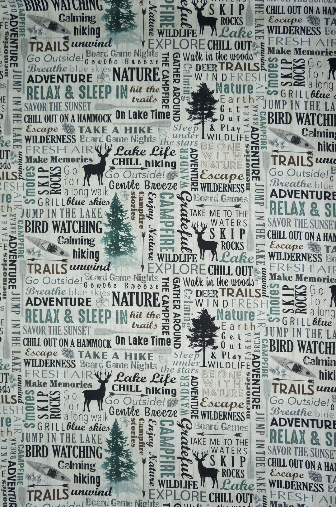 Lake House Fabric, Lake House Words by Timeless Treasures Quilting ...