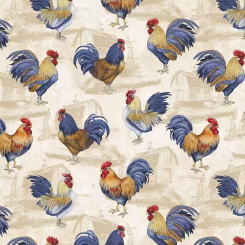 Rooster Fabric - Etsy
