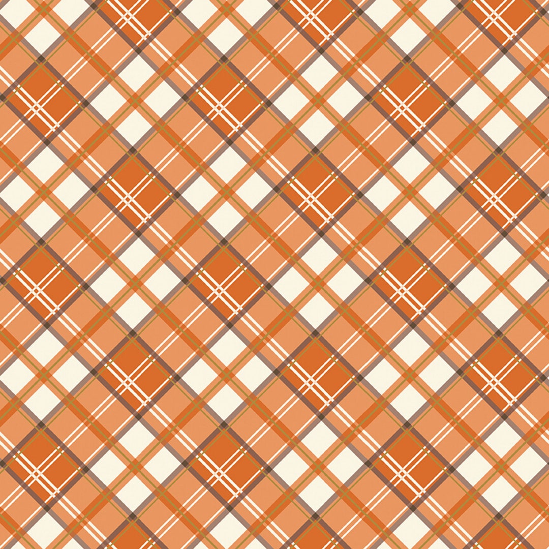 Orange Plaid Fabric, Plaid Orange Sparkle Shades of Autumn by My Mind's ...