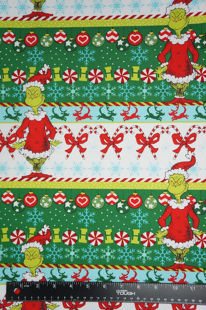 Grinch Fabric, the Grinch Dr. Seuss How the Grinch Stole Christmas ...