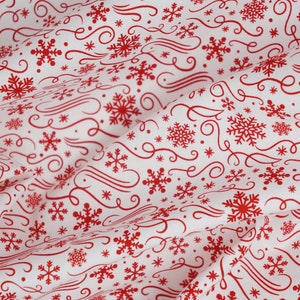 Snowflake Fabric, Snowflakes on Red or White From the Magic of ...