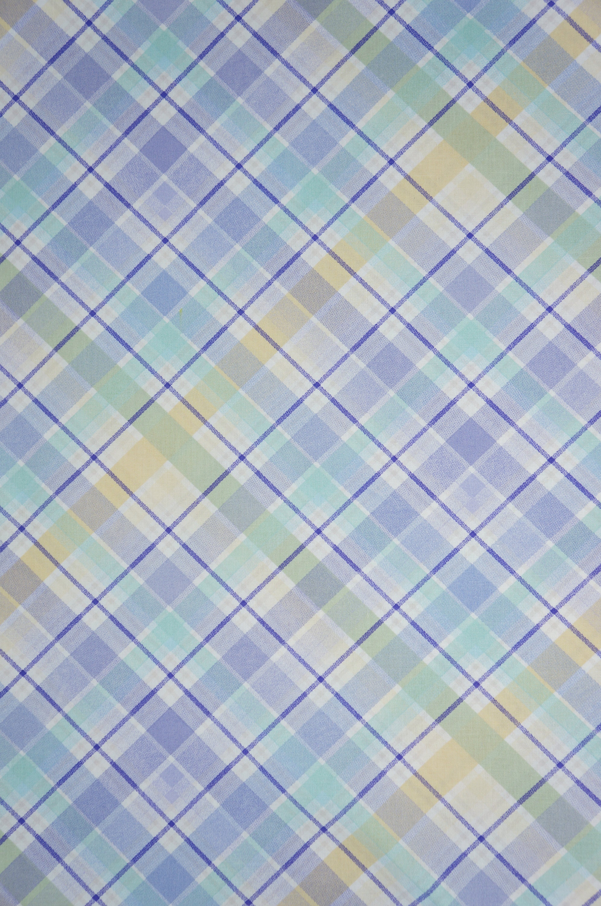 Pastel Purple Green and Yellow Bias Plaid Novelty Cotton Fabric, Pastel ...